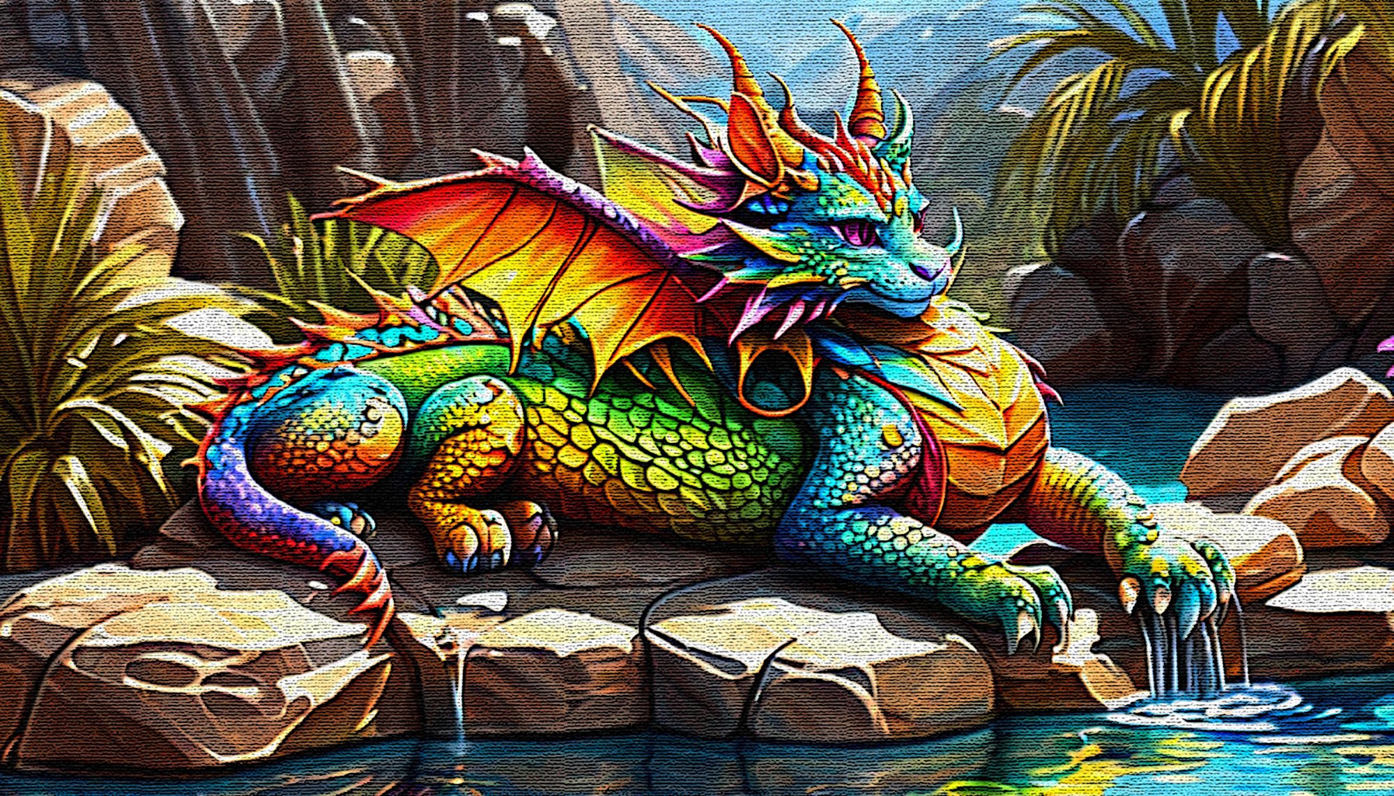 Jigsaw Puzzle | 198 pieces | Colourful catdragon | Jigidi