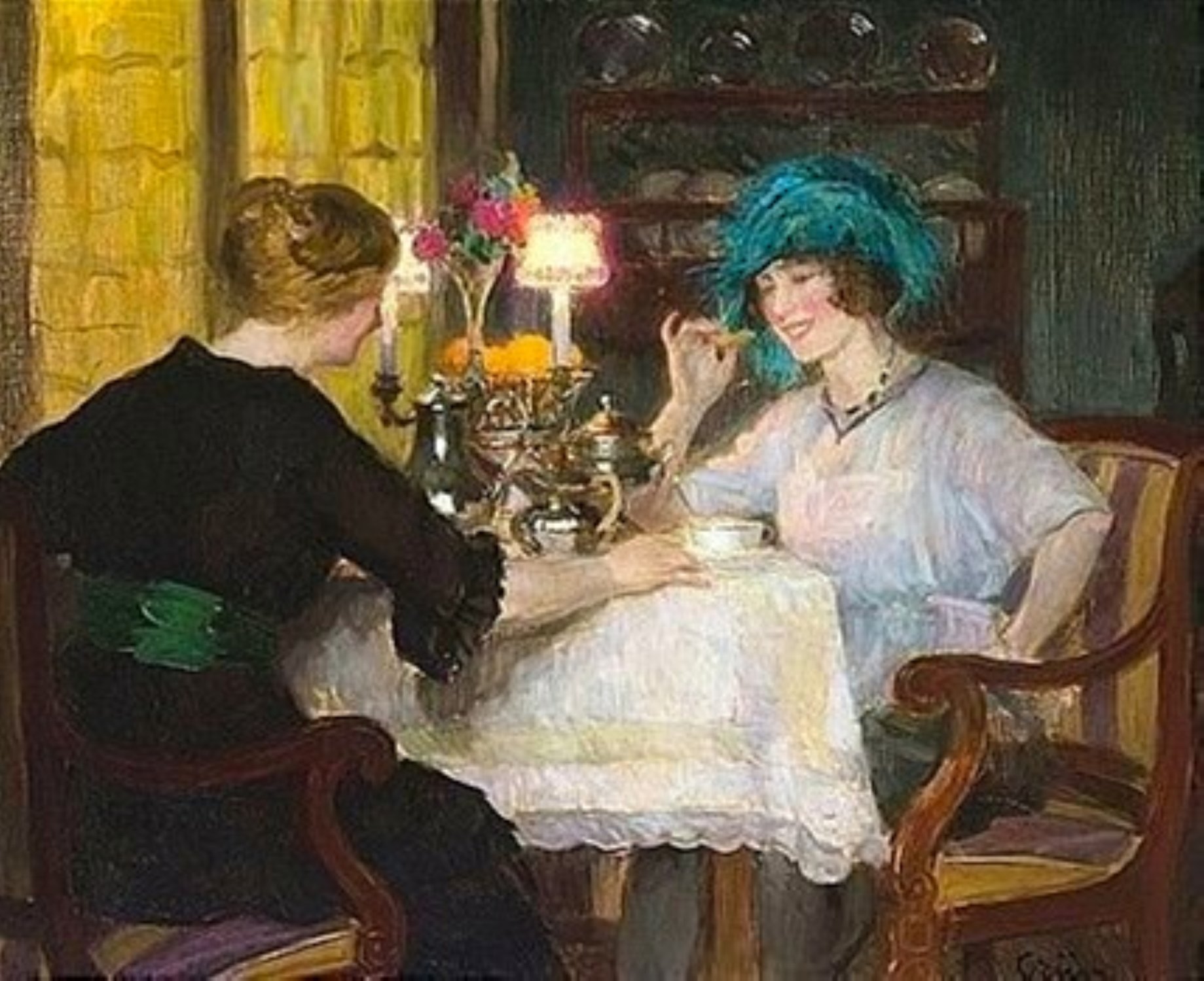 Solve Teatime ~ Grün Jules Alexandre ( French 1868- 1934) jigsaw puzzle ...