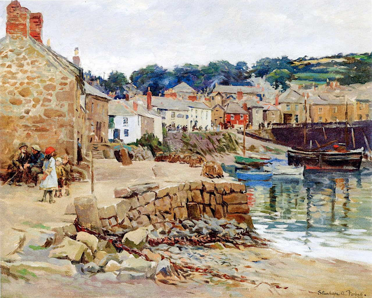 Solve Mousehole near Newlyn 1919 jigsaw puzzle online with 208 pieces
