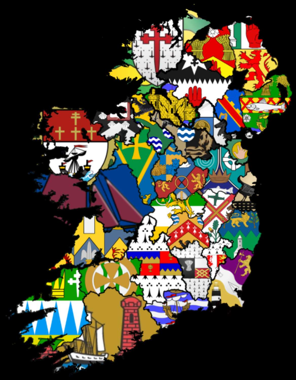 Solve Heraldry Map of Ireland jigsaw puzzle online with 525 pieces