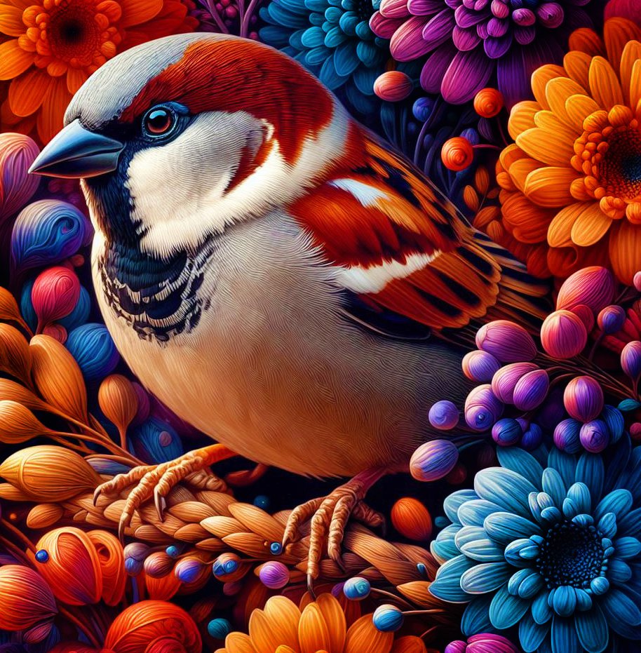 Solve Mr. Hank the House Sparrow jigsaw puzzle online with 81 pieces