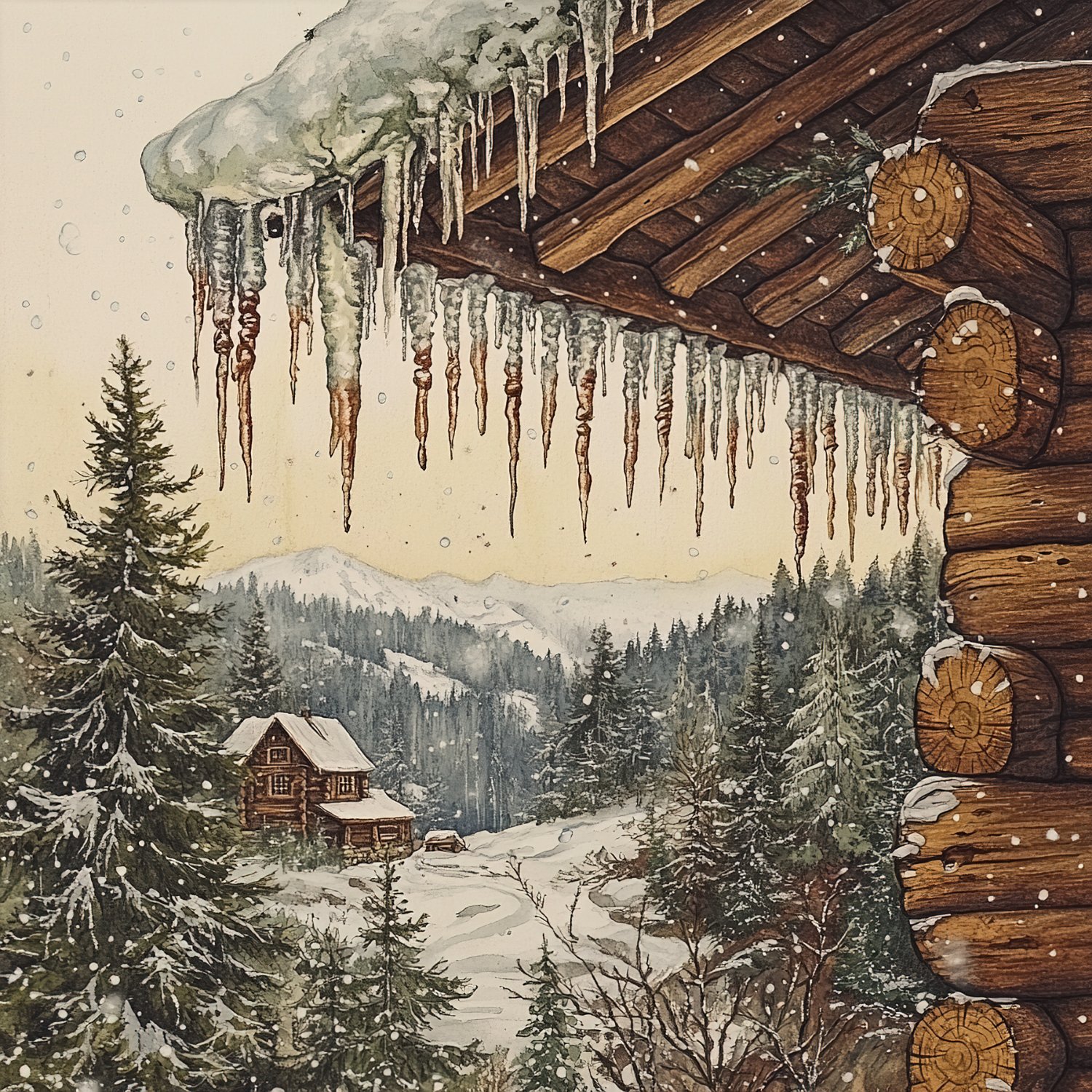 Solve Winter Icicles on a Rustic Cabin Roof jigsaw puzzle online with ...