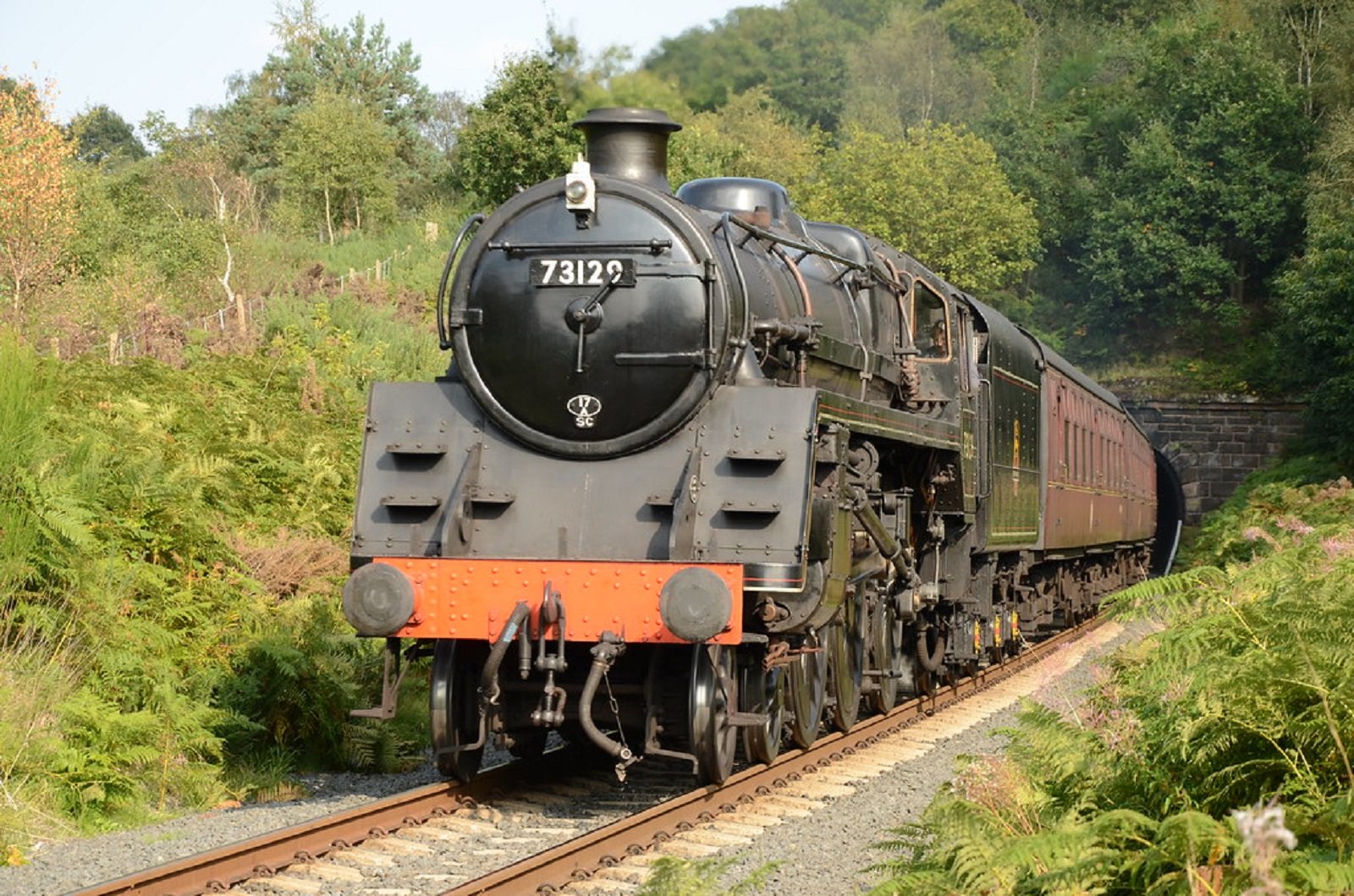 Solve BR Standard class 5 4-6-0 73129 exits Foley Park Tunnel, SVR ...