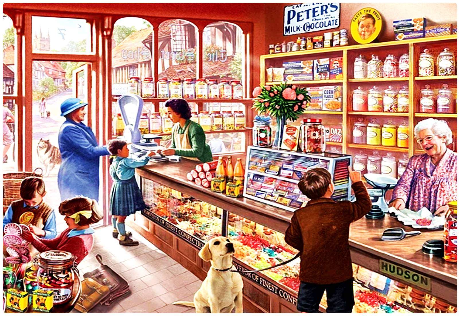 Solve Visiting the Sweet Shop jigsaw puzzle online with 294 pieces