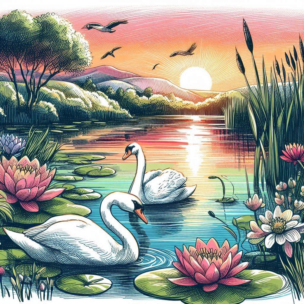 Jigsaw Puzzle | 121 pieces | Swans (resizable 9 to 306 pieces) | Jigidi