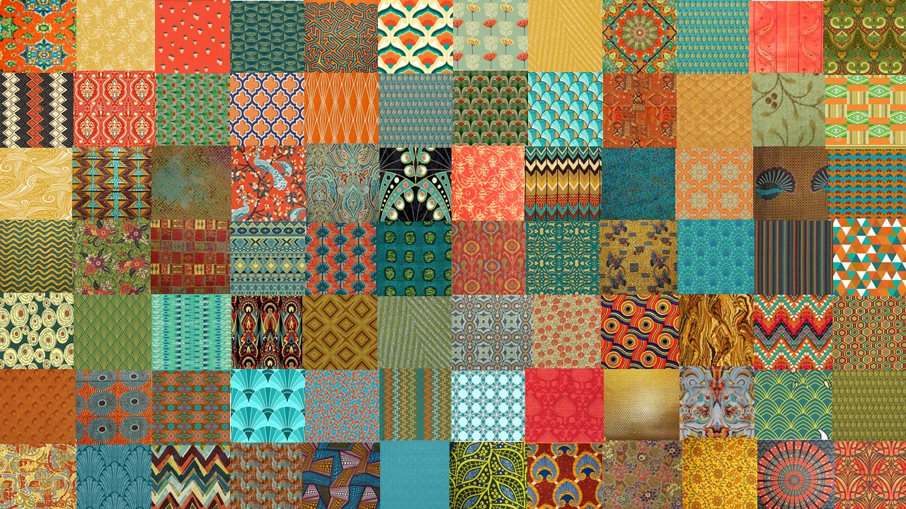 Solve Brightly colored patterns jigsaw puzzle online with 252 pieces