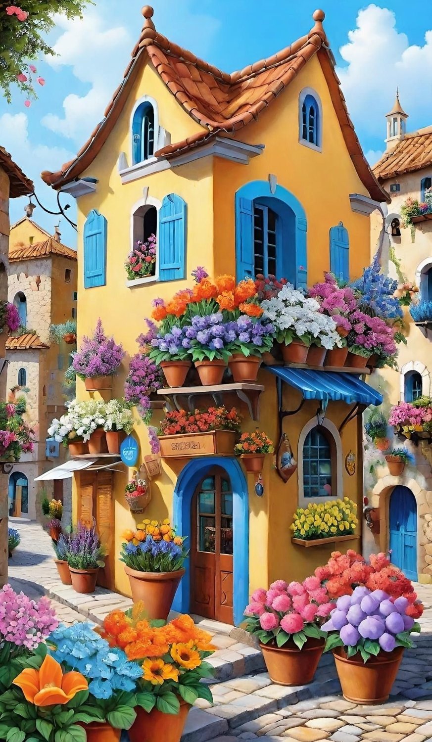 Solve Corner Flower Shop jigsaw puzzle online with 84 pieces