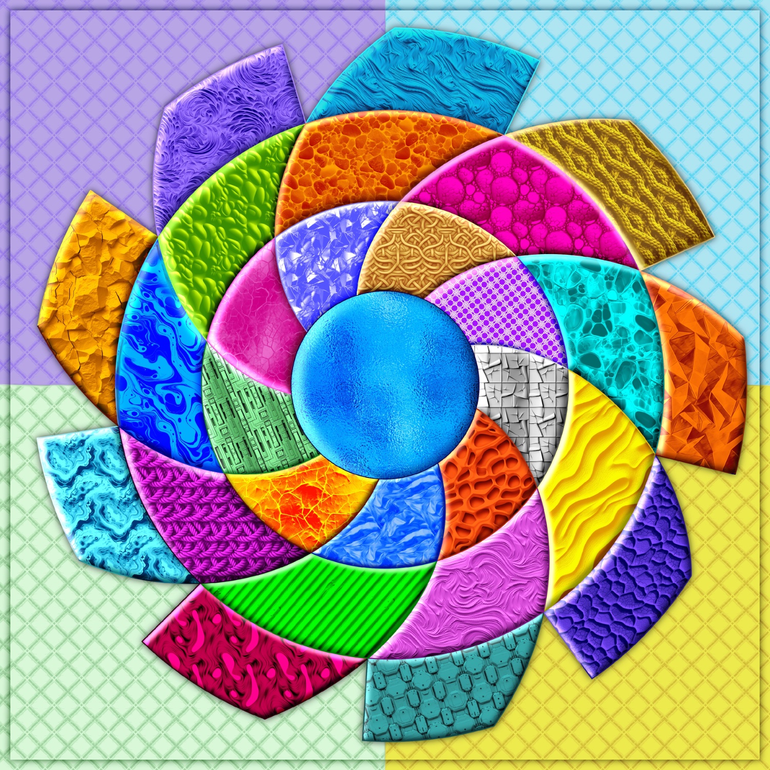 Solve Textured Kaleidoscope jigsaw puzzle online with 225 pieces