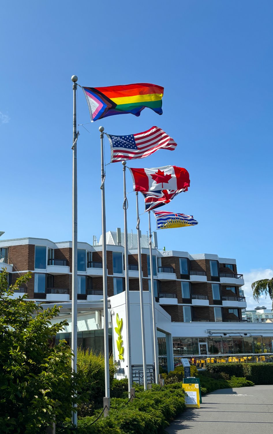 Solve Flags at a Victoria Hotel jigsaw puzzle online with 126 pieces