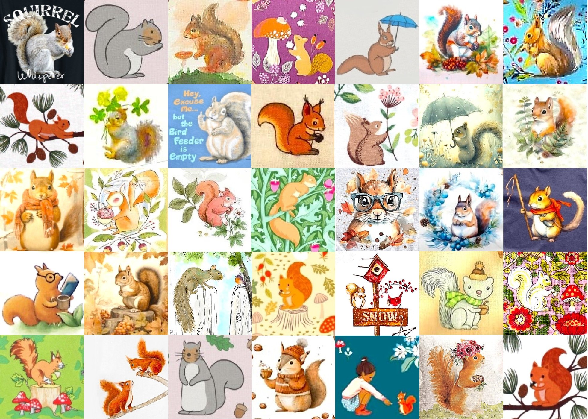 Solve PATCHWORK SQUIRRELS jigsaw puzzle online with 70 pieces