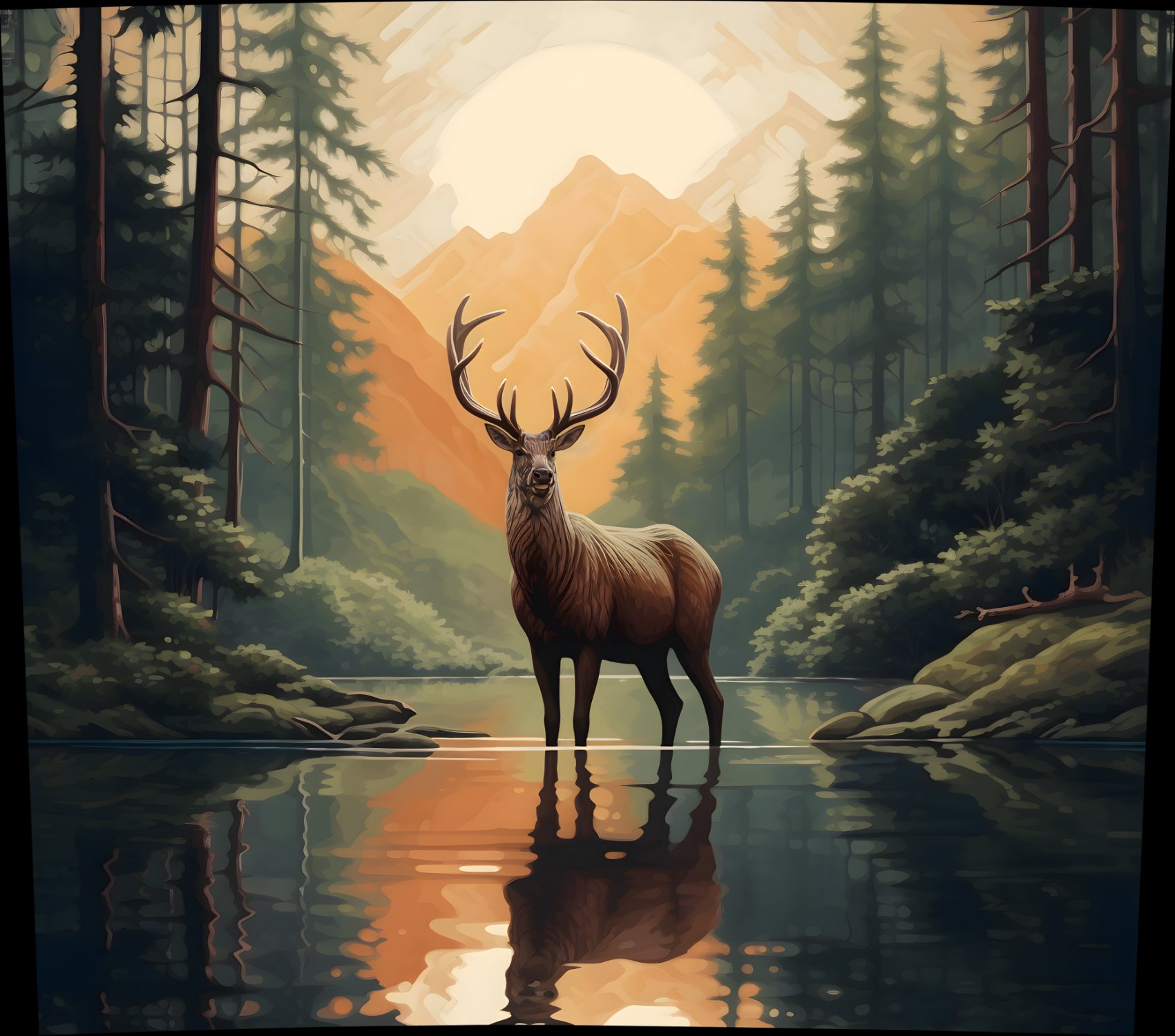 Solve Deer Reflection jigsaw puzzle online with 99 pieces