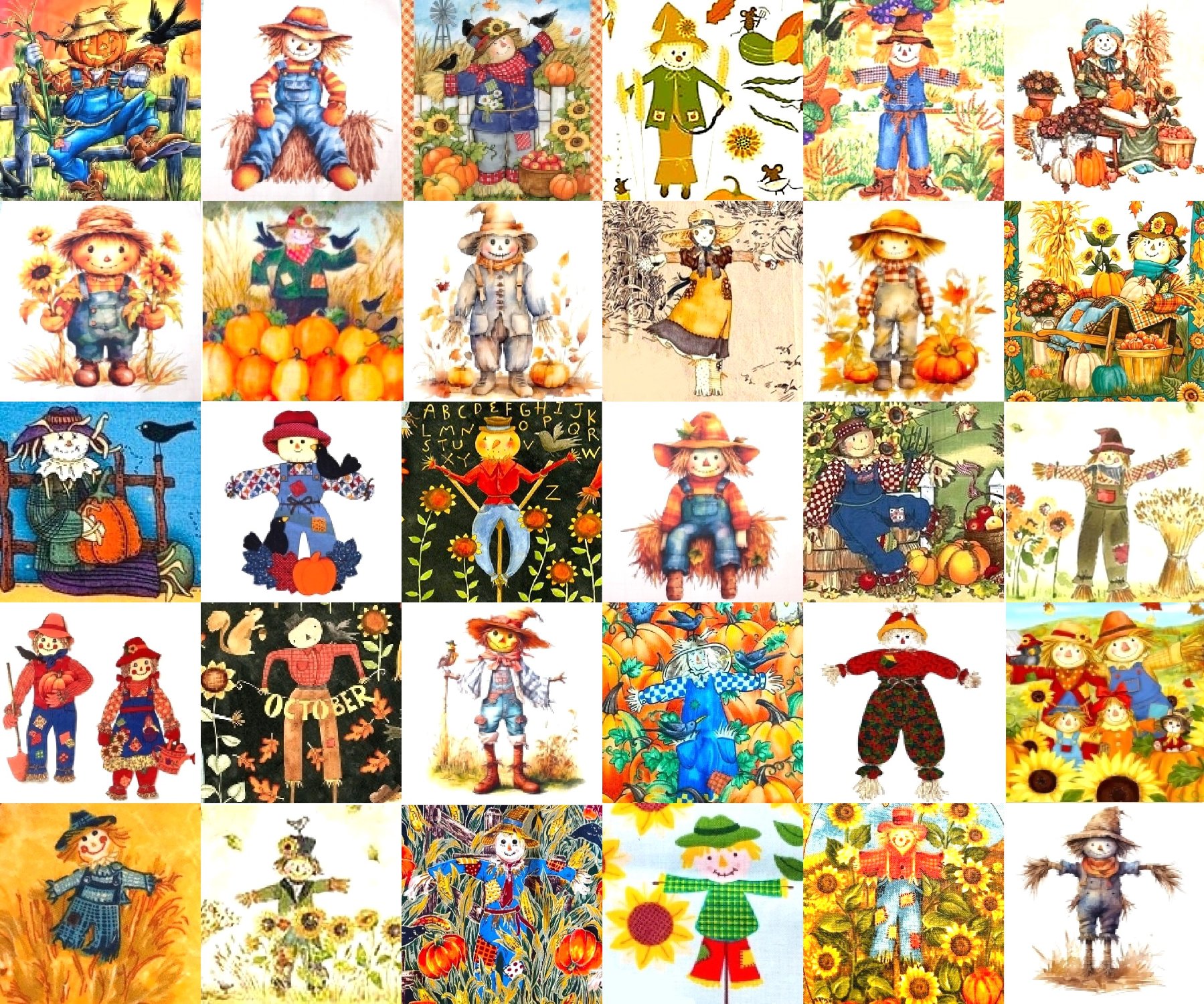 Solve PATCHWORK SCARECROWS 5 jigsaw puzzle online with 143 pieces