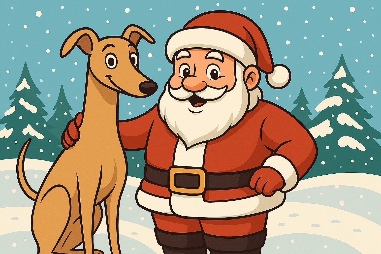 Solve Santa's Pal, Ruby the Greyhound jigsaw puzzle online with 198 pieces