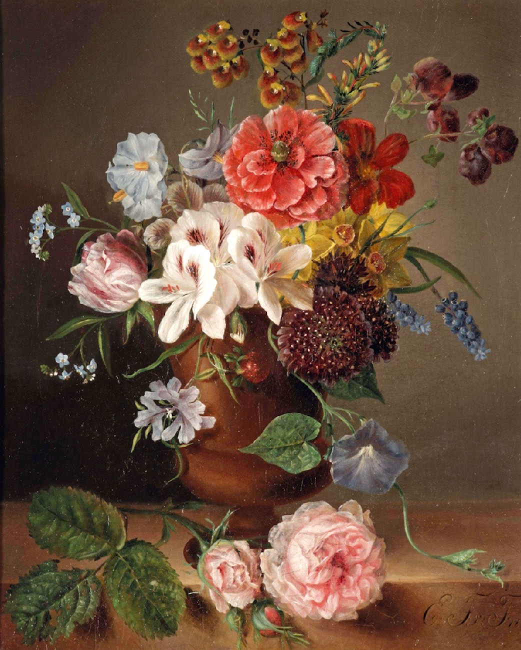 Solve Elisabeth Theodora van Thiel (Dutch, 1818–1868), Flowers in a ...