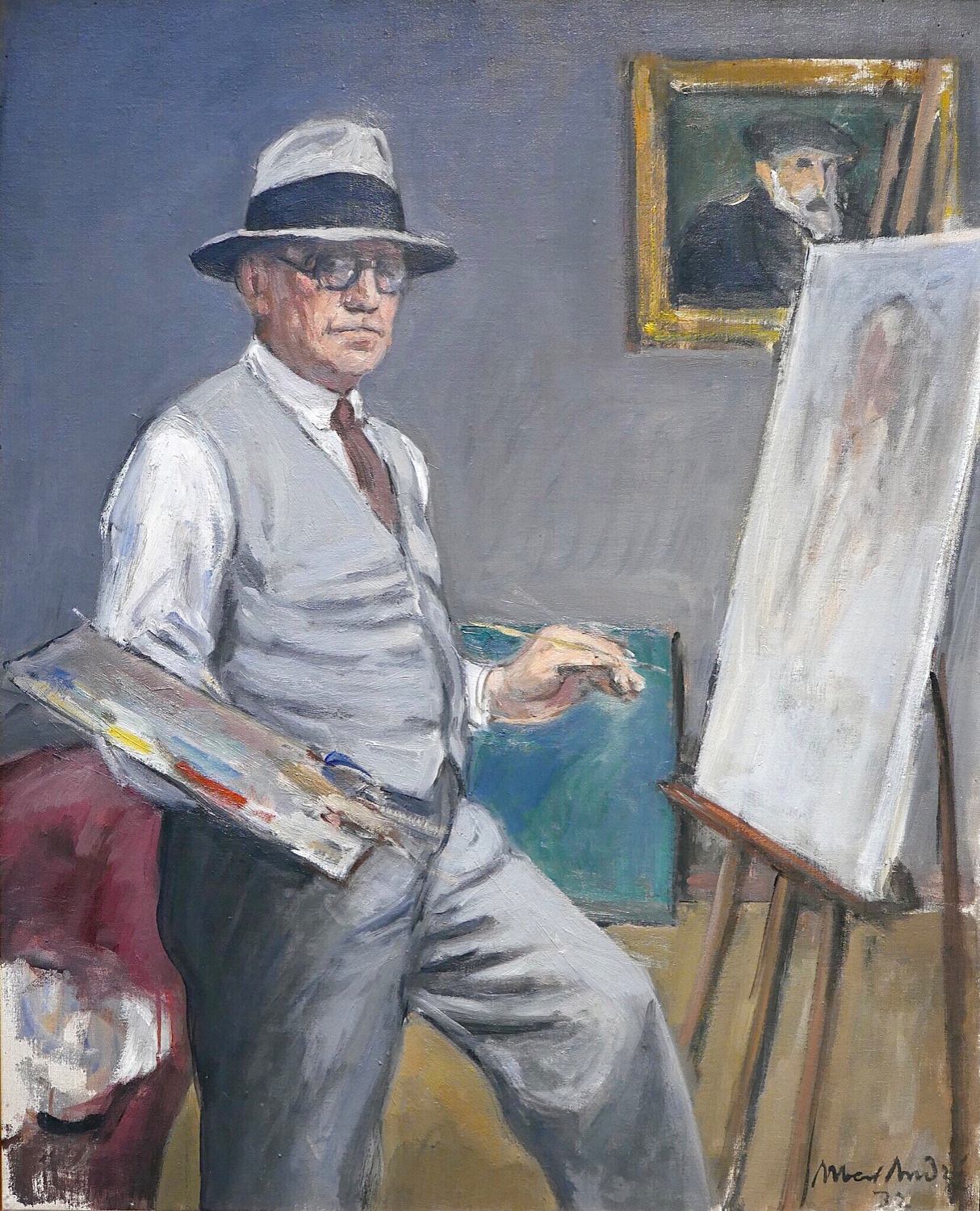 Solve Self-portrait at the easel, 1932, Albert André (1869-1954) jigsaw ...