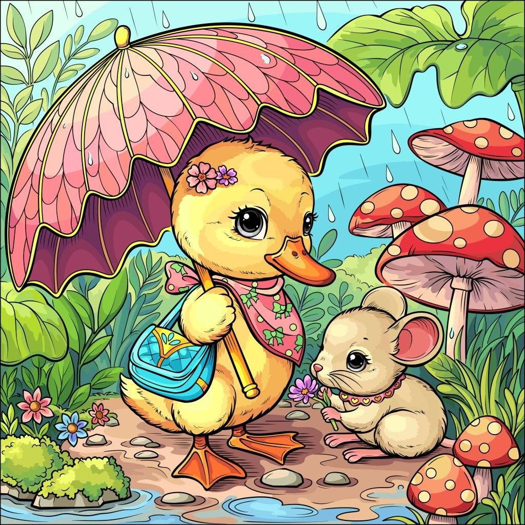 Solve PUZZLE - Duck Under The Umbrella jigsaw puzzle online with 81 pieces