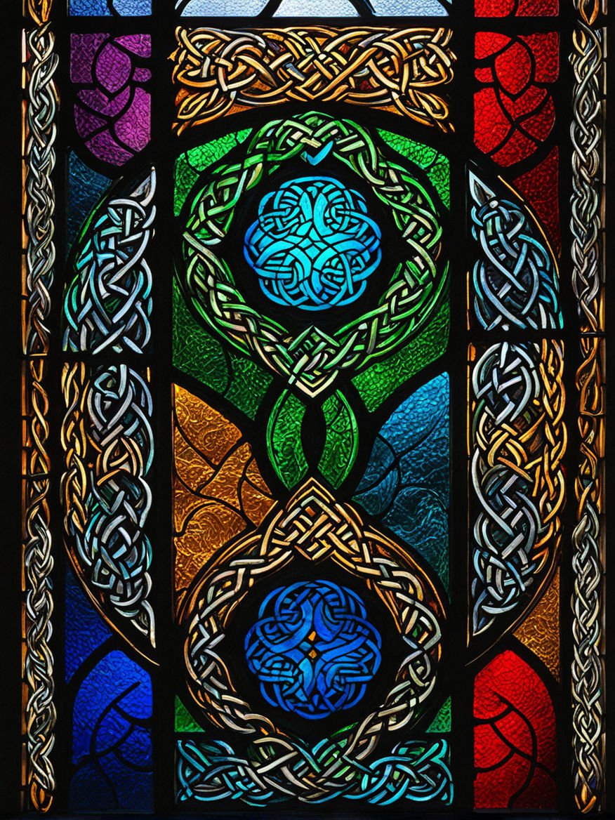 Solve Celtic window jigsaw puzzle online with 63 pieces