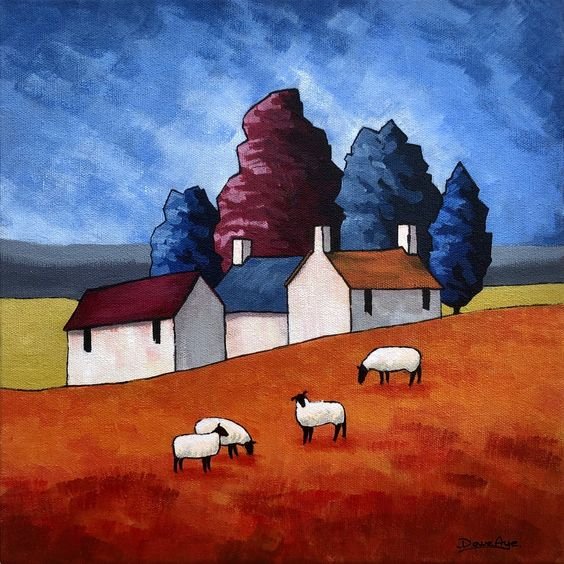 Solve Landscape with sheep jigsaw puzzle online with 81 pieces