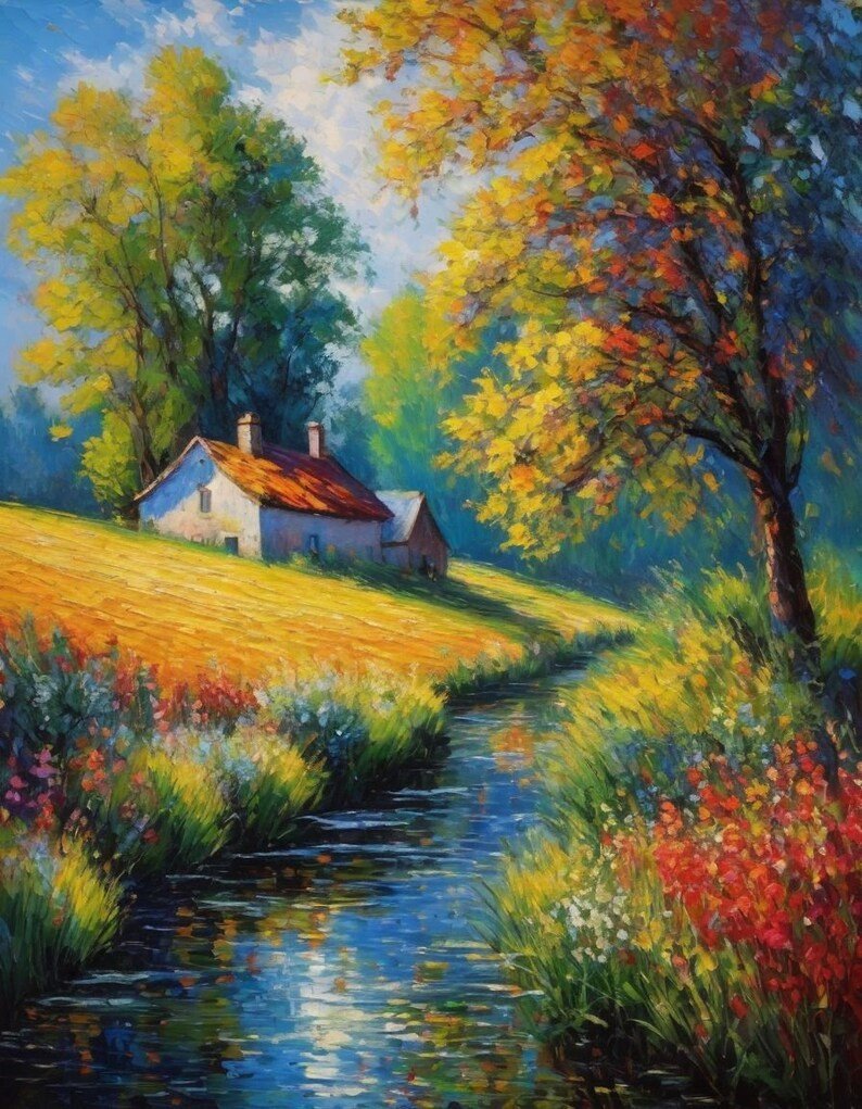 Solve French Country Scene in the Style of Monet jigsaw puzzle online ...