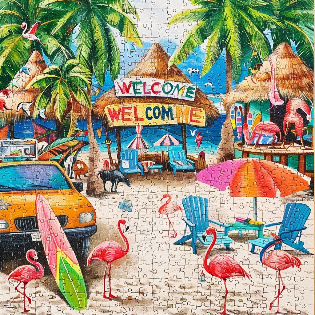 Solve beach scene jigsaw puzzle online with 196 pieces