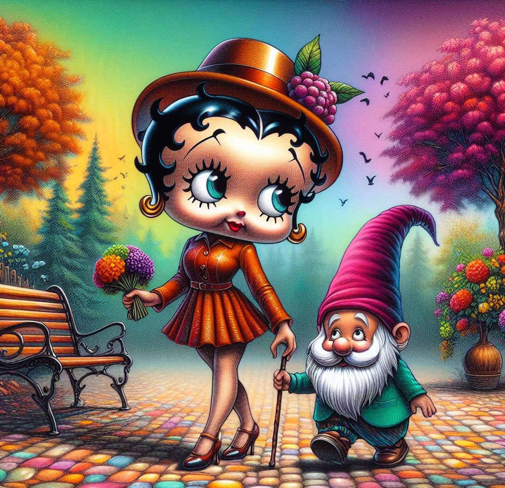 Solve Betty Boop & Bob the gnome, walking in the park jigsaw puzzle ...