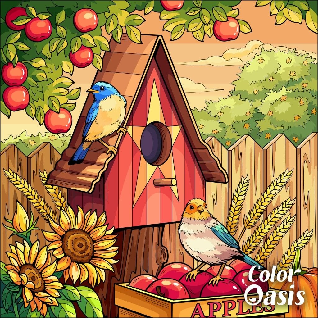 Solve PUZZLE - Birds By House & Apple Tree jigsaw puzzle online with 81 ...