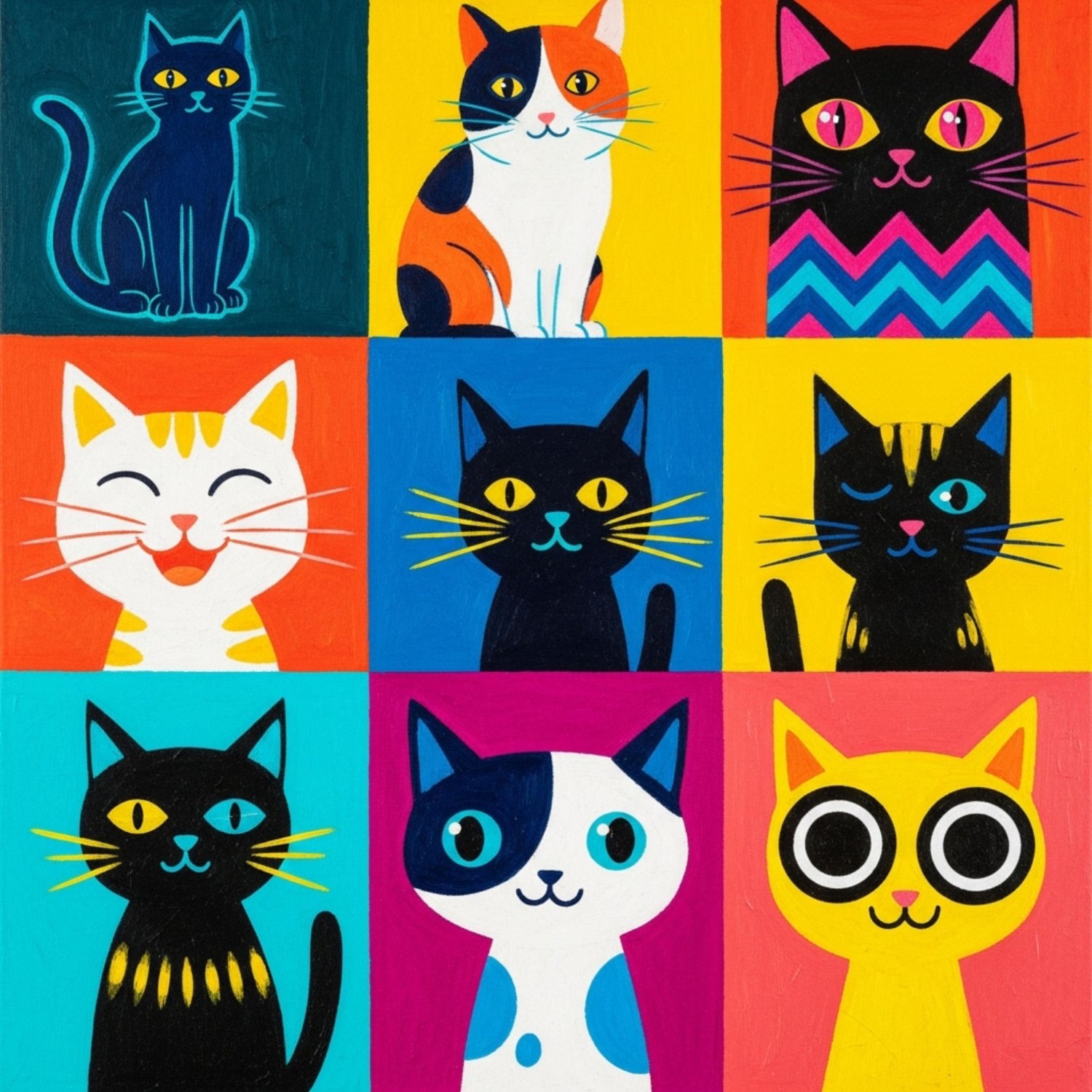 Solve Cats From 9-600 Pieces. jigsaw puzzle online with 100 pieces