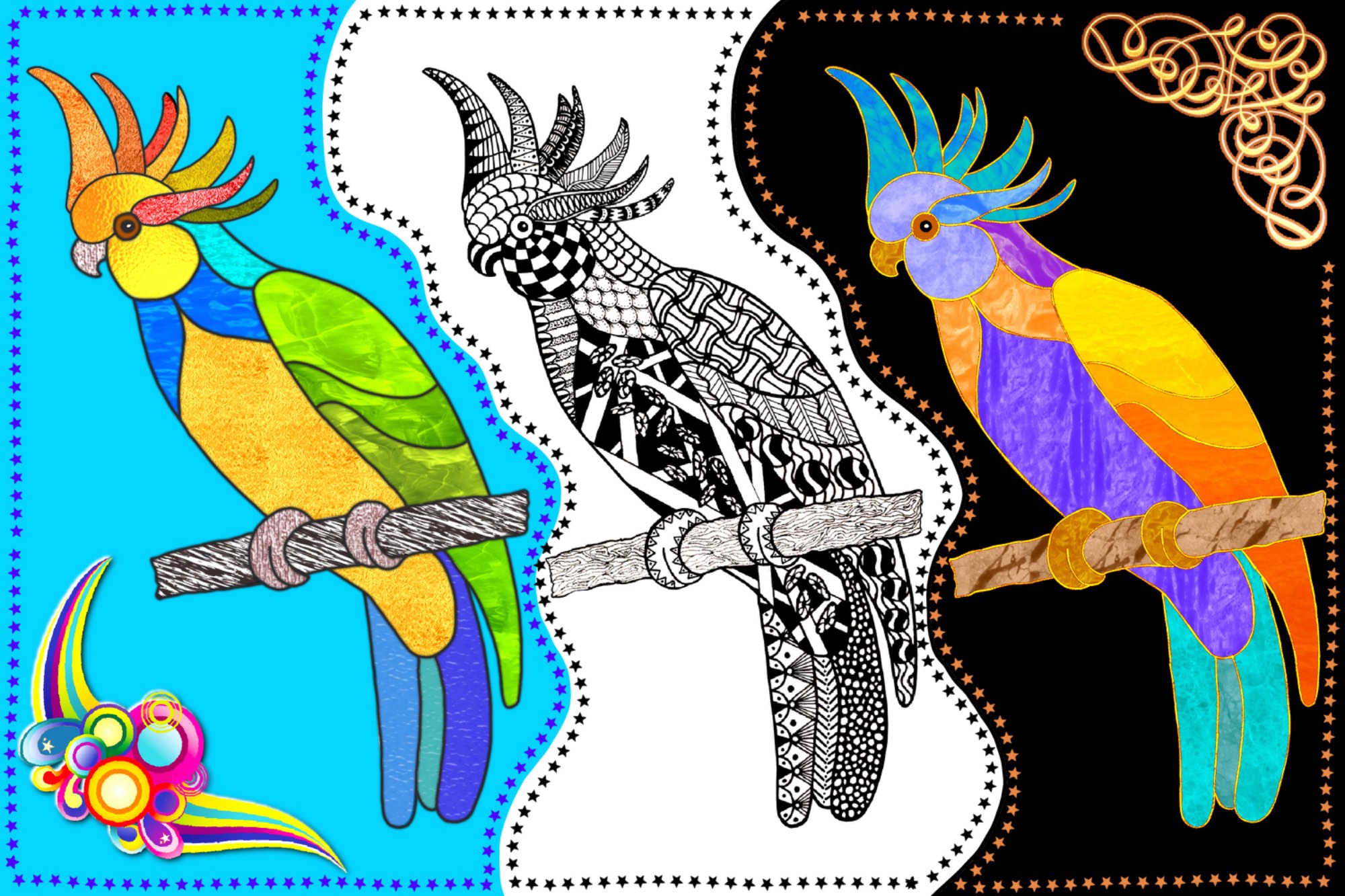 Solve Cockatoo Triplets - sort of 😊 jigsaw puzzle online with 117 pieces