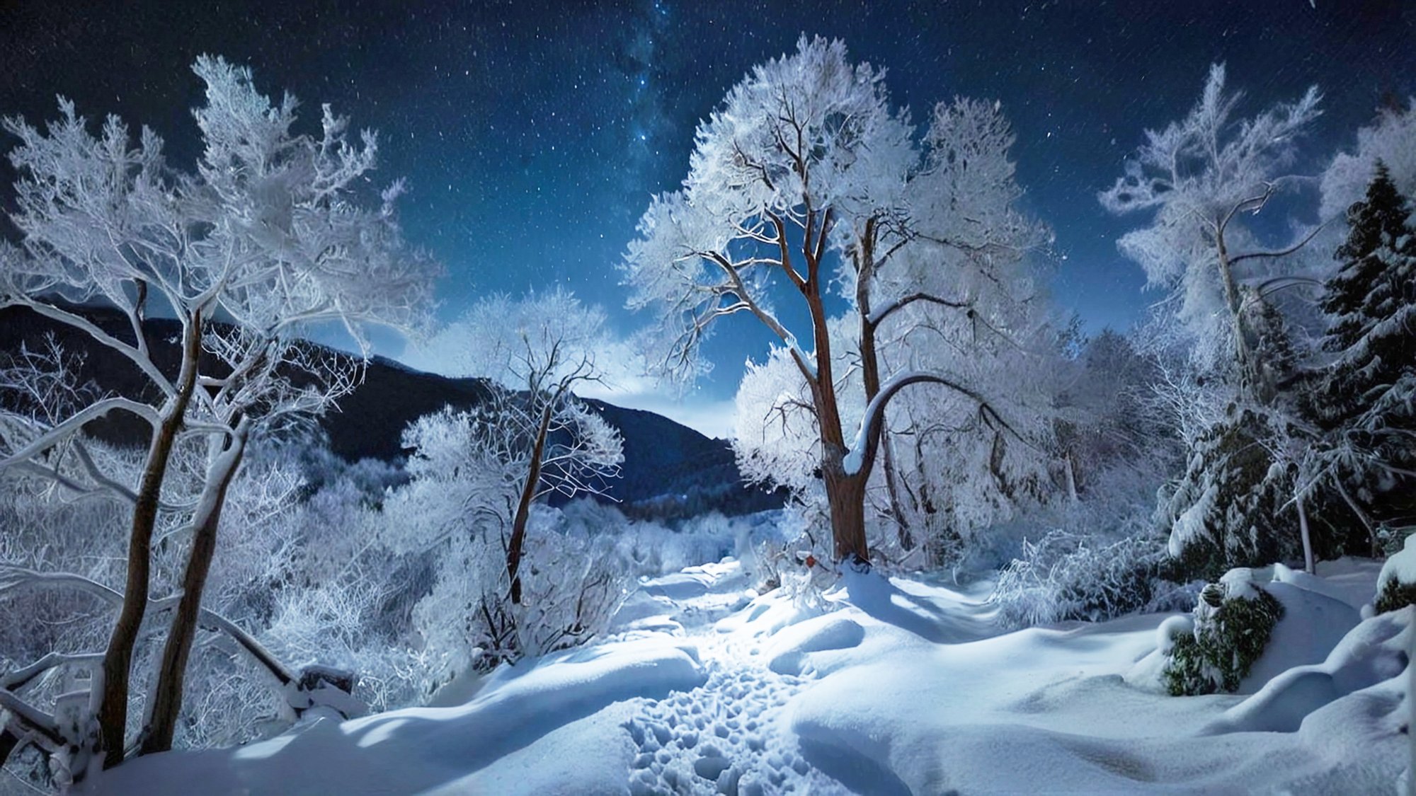 Solve A winter night scene near my home town in the Black Forest ...