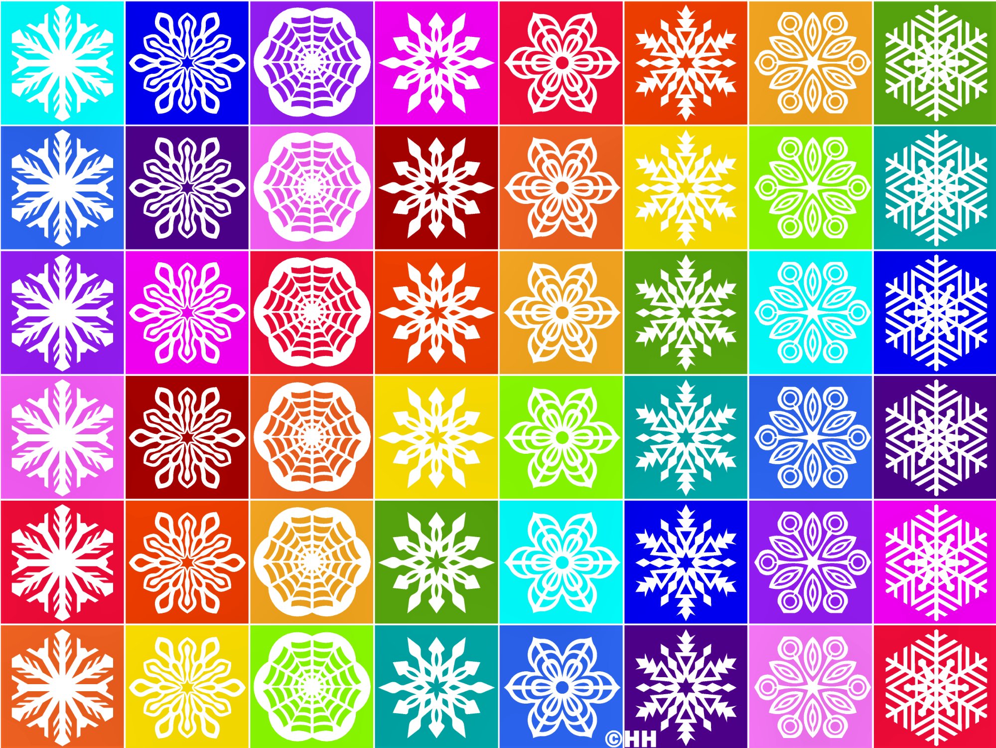 Solve 6x8 snowflakes jigsaw puzzle online with 300 pieces