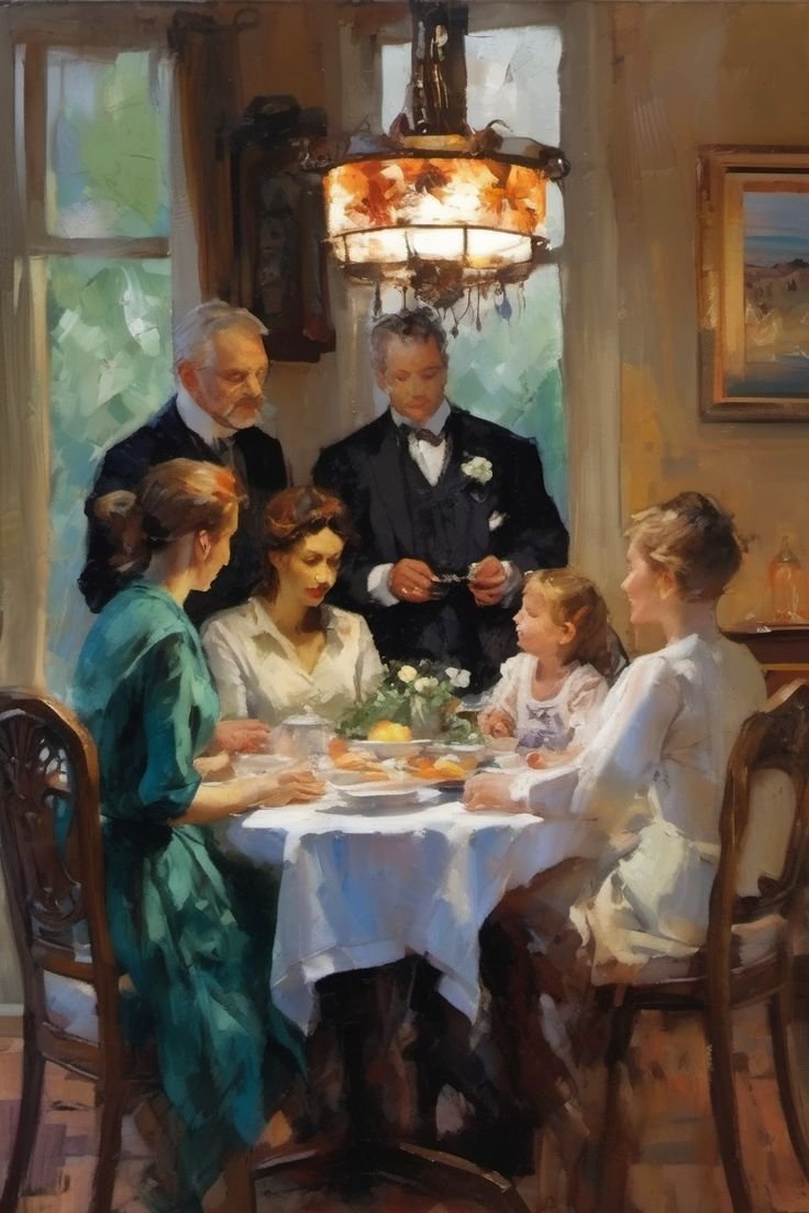 Solve "Sunday Dinner" by the American illustrator Charles Edward ...