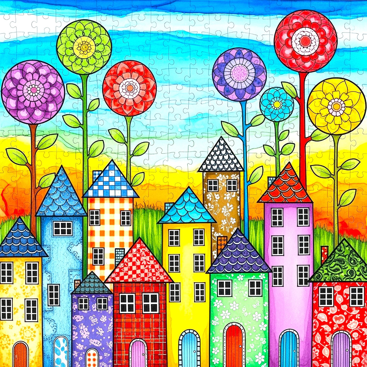 Solve Fancyton - resize 9 - 600 pieces jigsaw puzzle online with 100 pieces