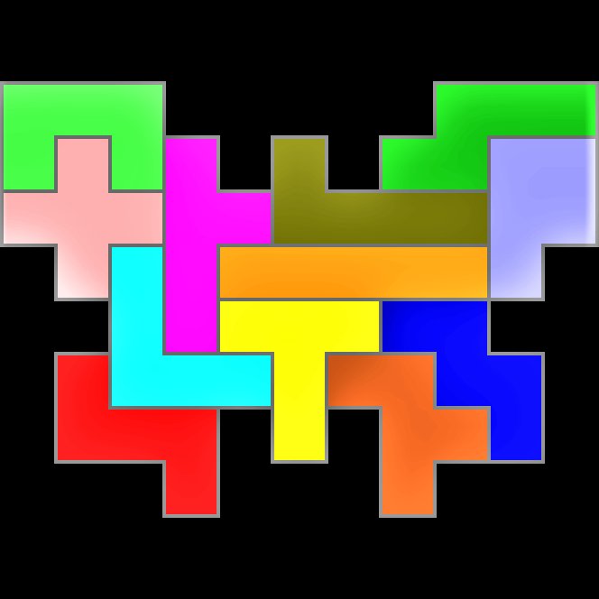 Solve Pentomino jigsaw puzzle online with 64 pieces