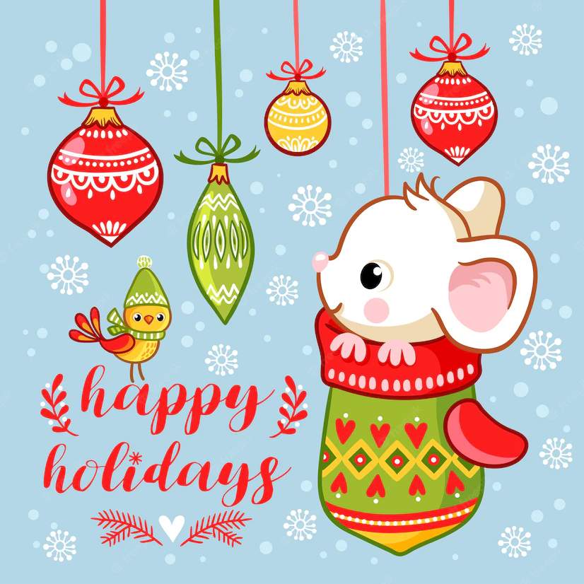 Solve Happy Holidays Mouse and Bird jigsaw puzzle online with 36 pieces