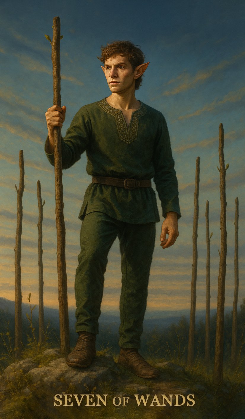 Solve 7 SEVEN OF WANDS jigsaw puzzle online with 45 pieces