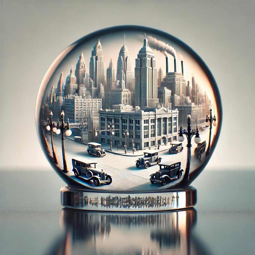 Solve Paperweight City - 1920s jigsaw puzzle online with 49 pieces