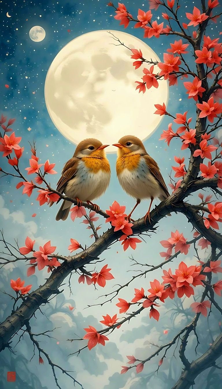 Solve TWO LOVE BIRDS * jigsaw puzzle online with 286 pieces