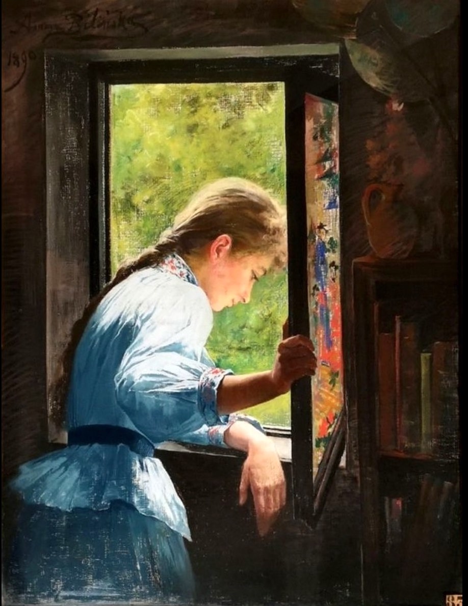 Solve Anna Bilińska (Polish, 1854–1893) , By the Window (1890) jigsaw ...