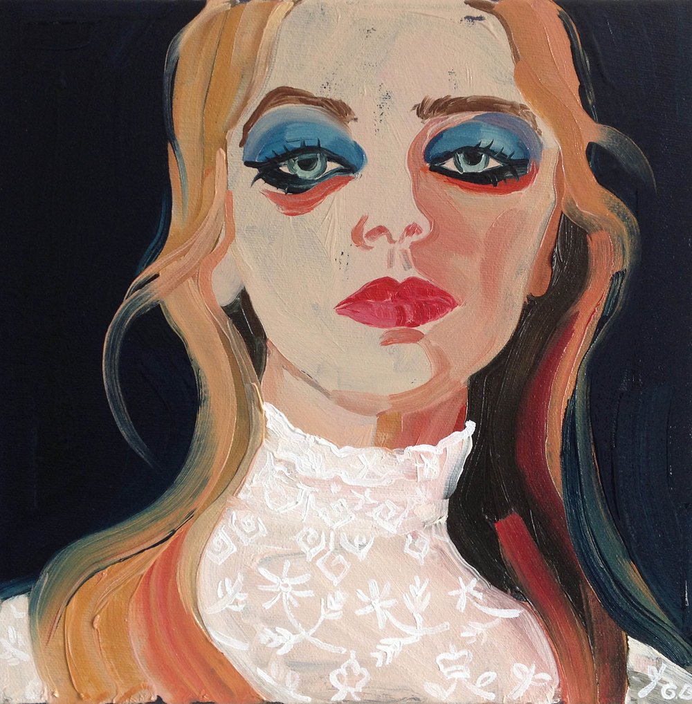 Solve Gill Button Artwork - 'Katarina Sarap in Vintage Silk Blouse ...