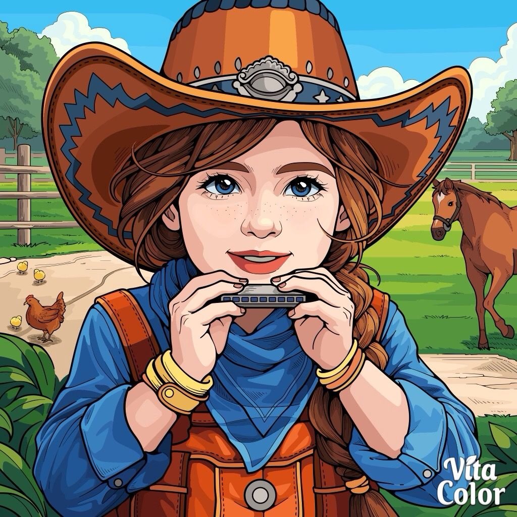 Solve PUZZLE - Girl With Harmonica jigsaw puzzle online with 81 pieces