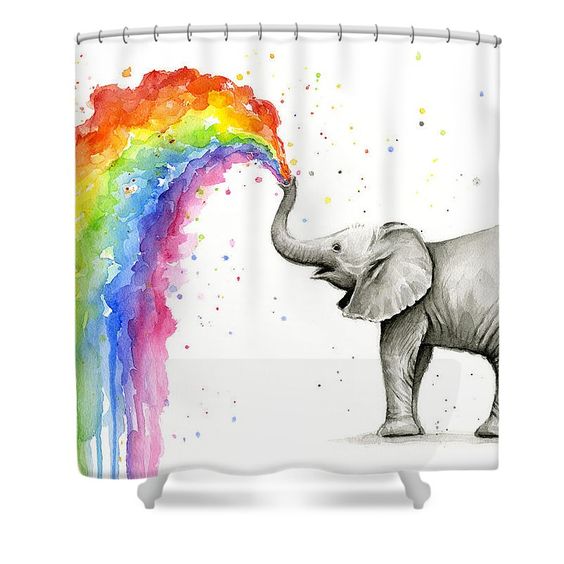 Solve Baby Elephant Spraying Rainbow jigsaw puzzle online with 16 pieces