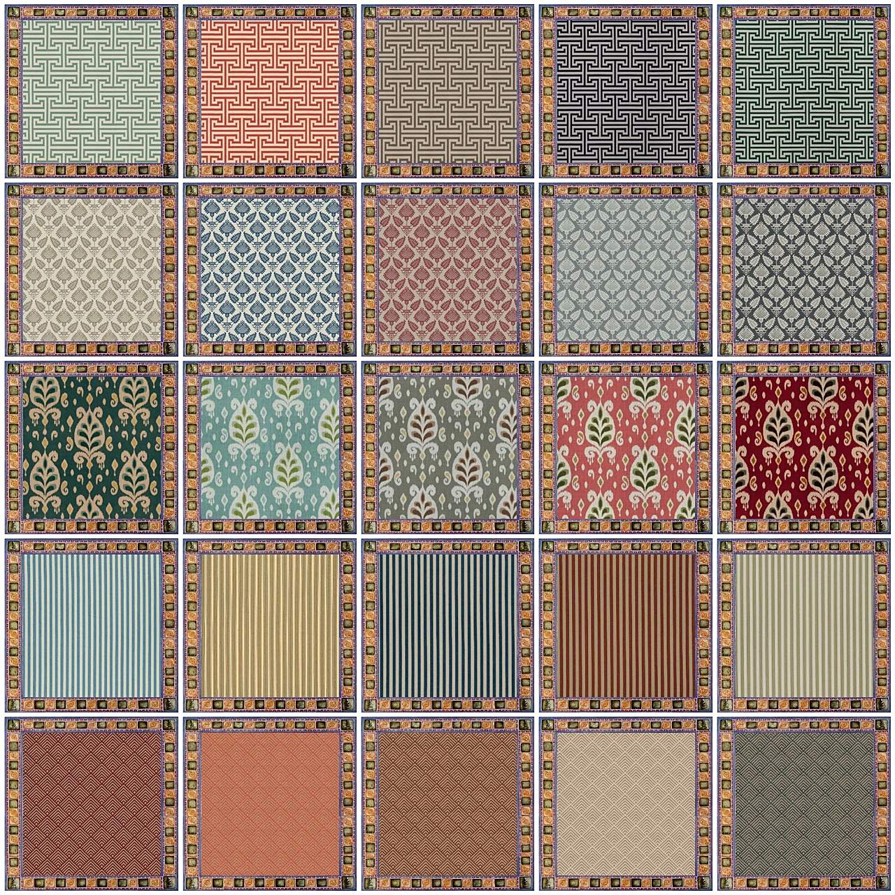Solve five designs five different colours jigsaw puzzle online with 225 ...