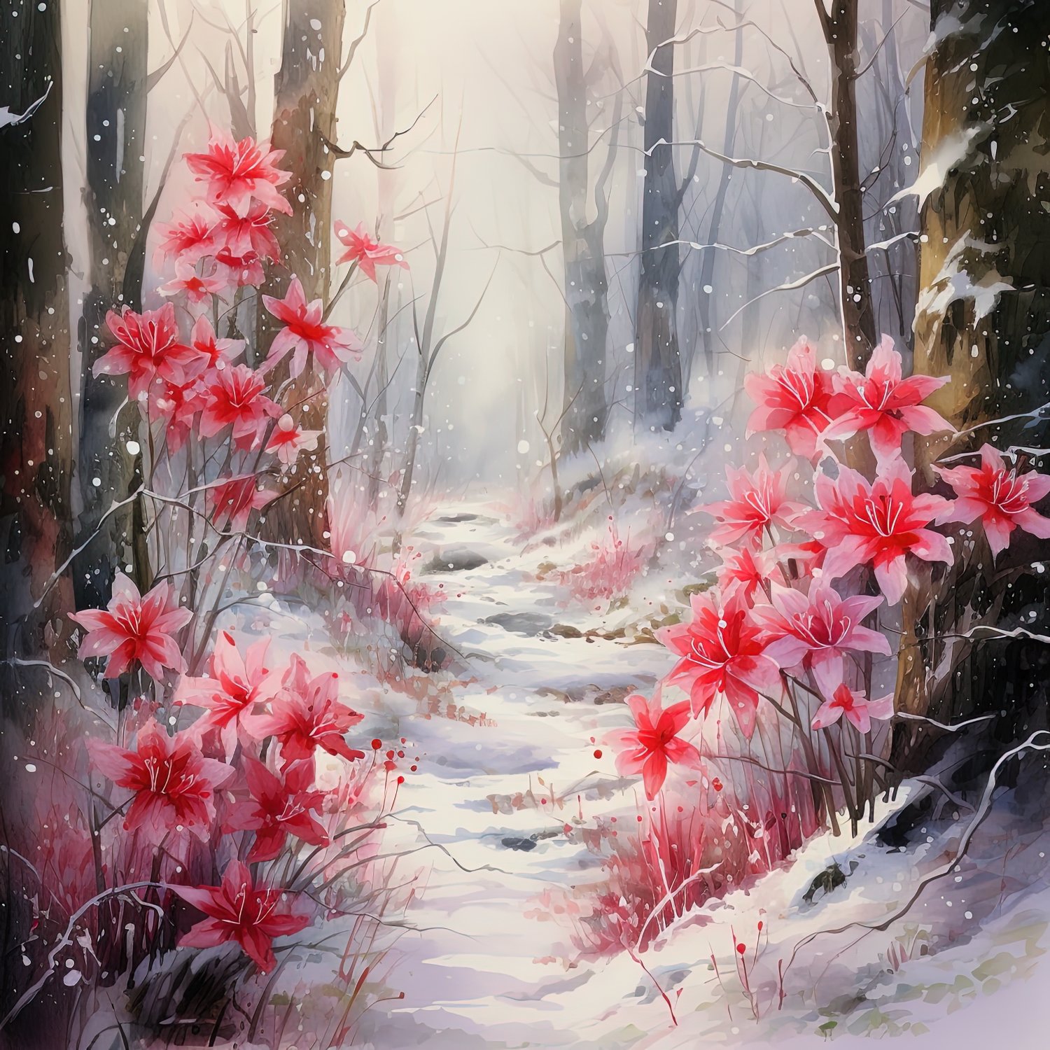 Solve Pink Winter Flowers jigsaw puzzle online with 100 pieces