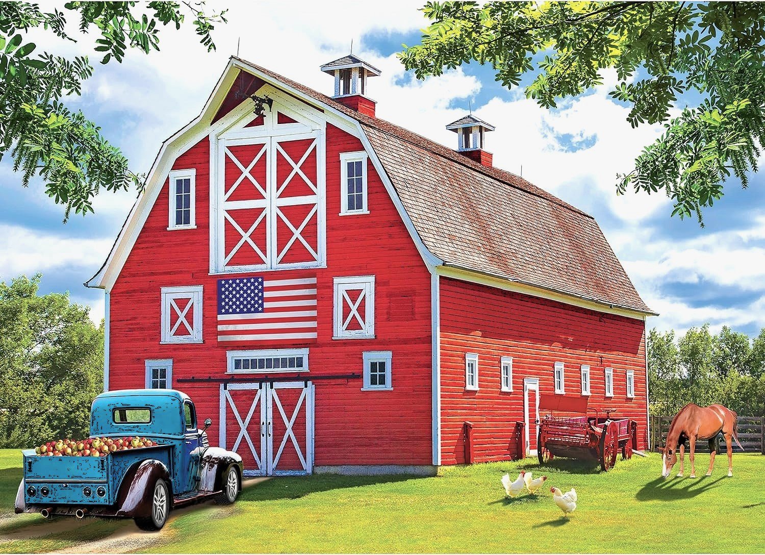Solve Fancy Barn and a Hot Rod Truck (and Barnyard Animals).... jigsaw ...