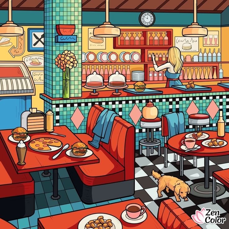 Solve Vintage Diner (1,454) jigsaw puzzle online with 64 pieces