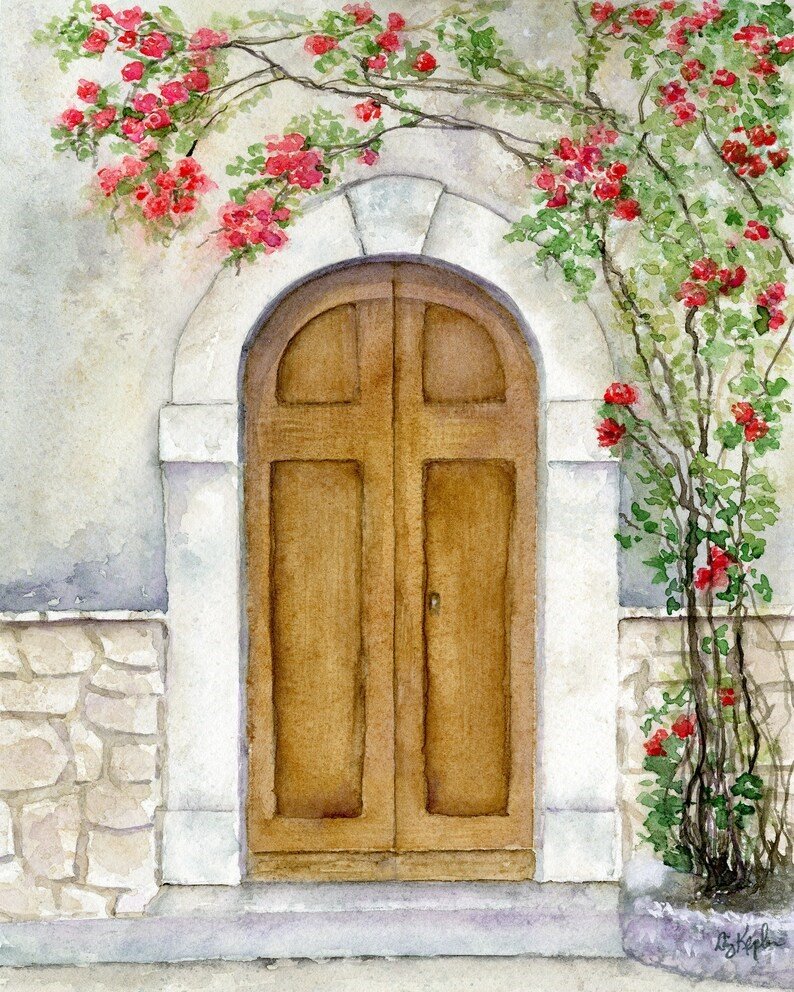 Jigsaw Puzzle | 63 pieces | Roses Over Doorway by Liz Kepler | Jigidi