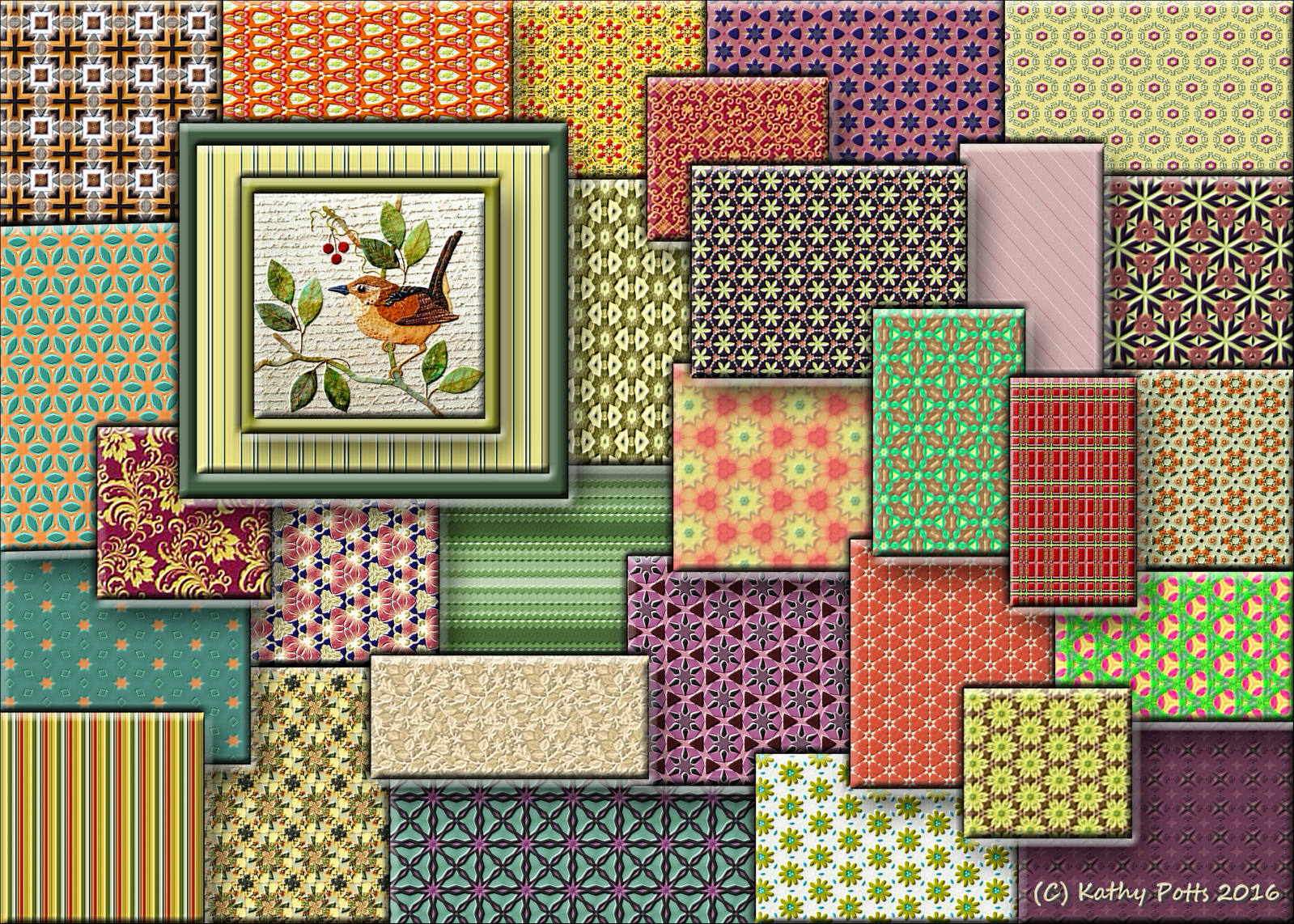 Solve A Little Birdie By Kathy Potts jigsaw puzzle online with 513 pieces