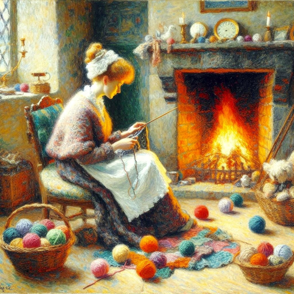 Solve Knitting by the Fire jigsaw puzzle online with 121 pieces