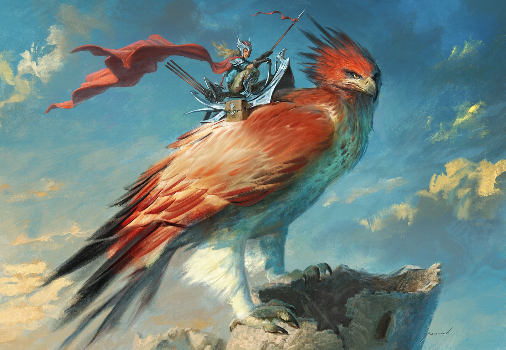 Solve Bird Rider jigsaw puzzle online with 216 pieces