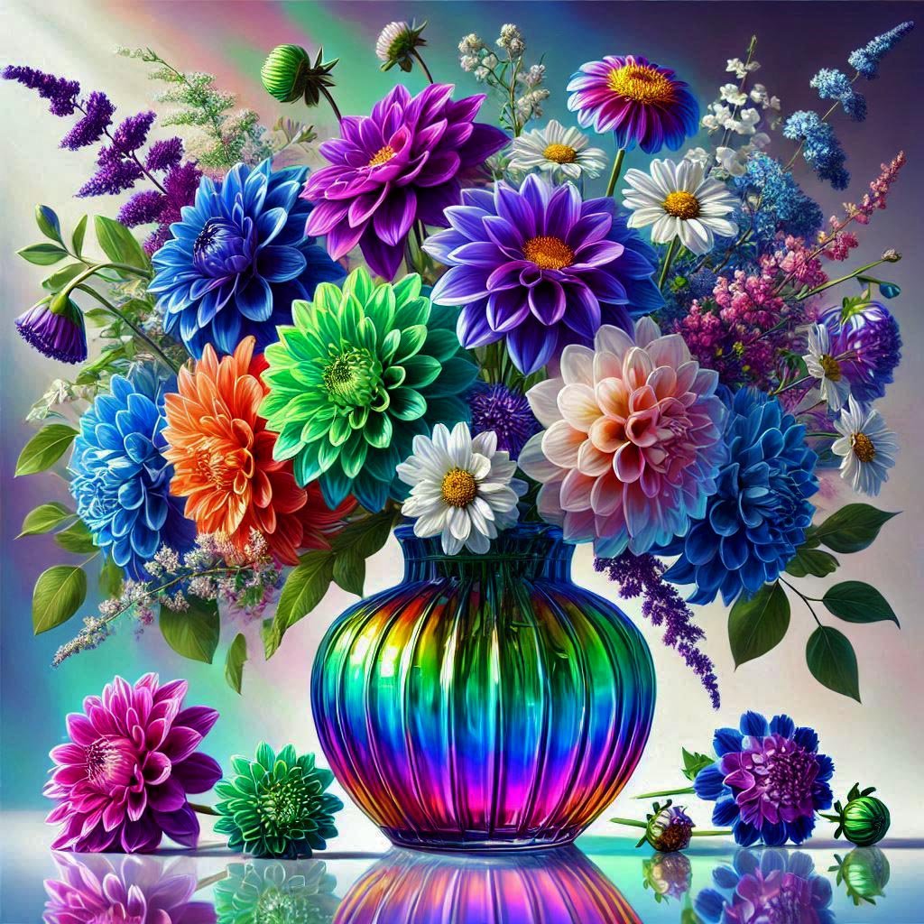 Solve colorful flower arrangement jigsaw puzzle online with 64 pieces